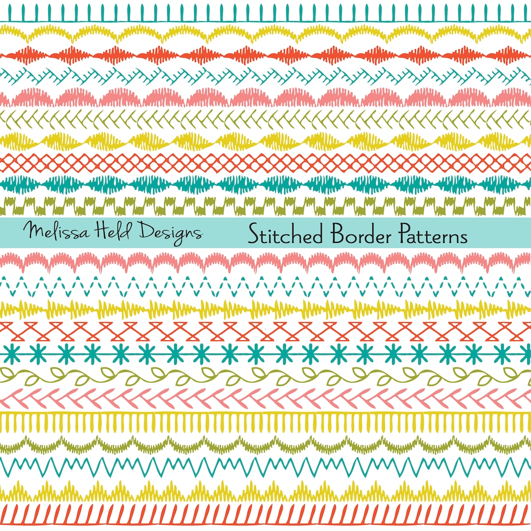 Sewing Stitch Digital Border Patterns Clipart - Etsy
