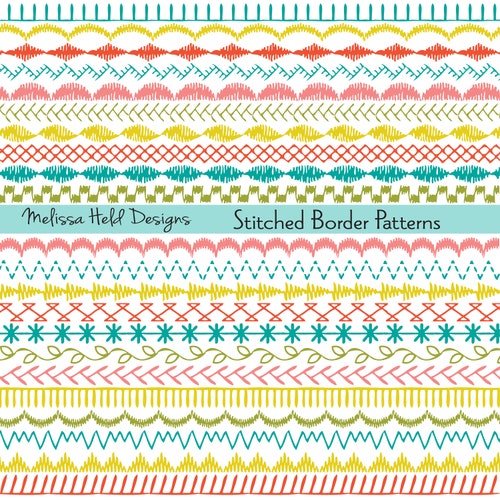 Sewing Stitch Digital Border Patterns Clipart - Etsy