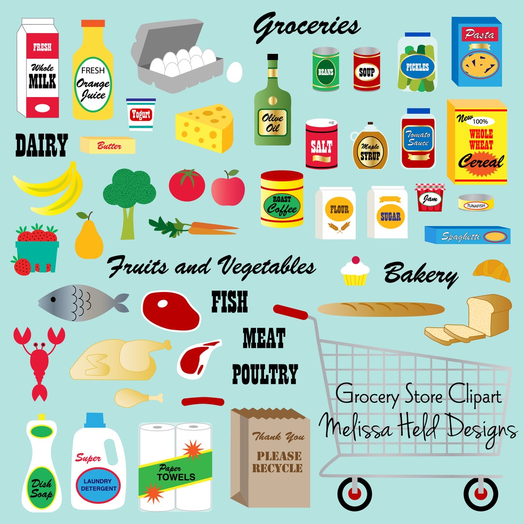 Grocery Store Digital Clipart - Etsy
