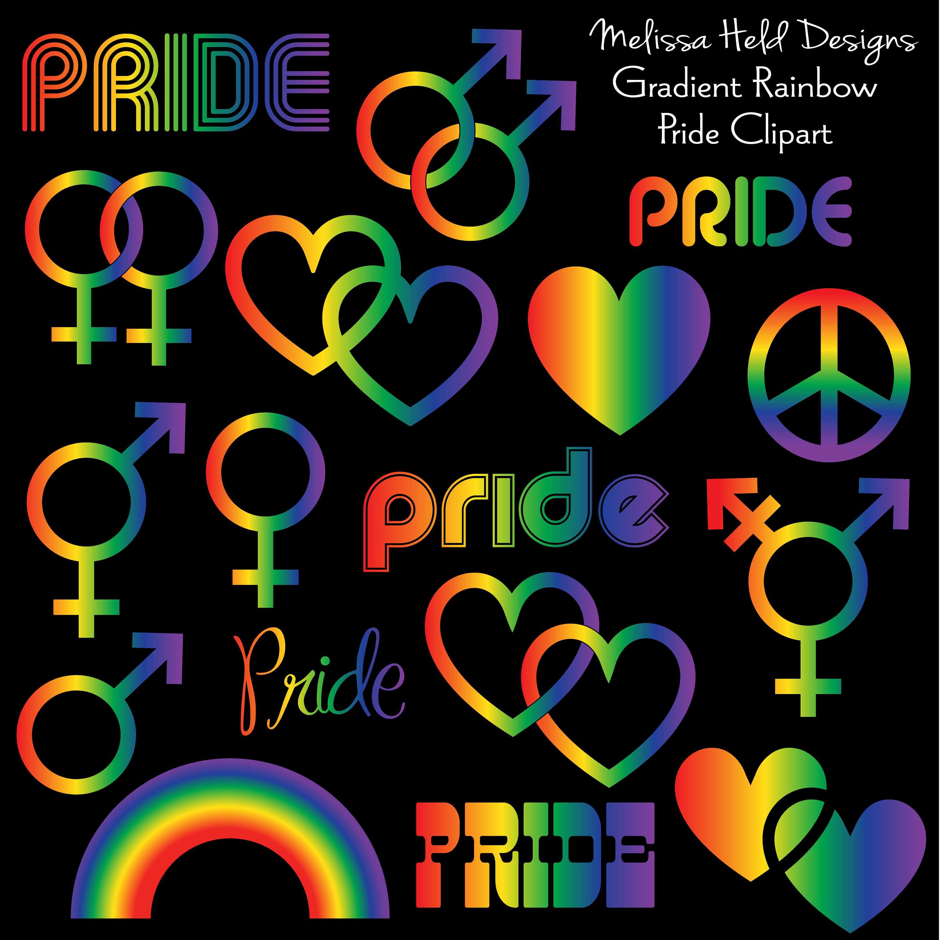 Gradient Pride Rainbow Digital Clipart - Etsy UK