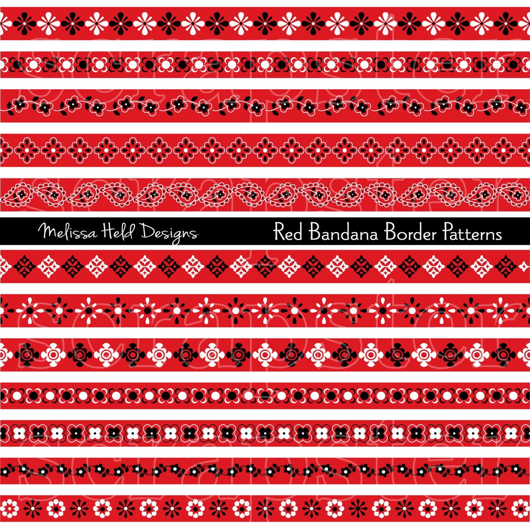Red Bandana Border Patterns Digital Clipart - Etsy