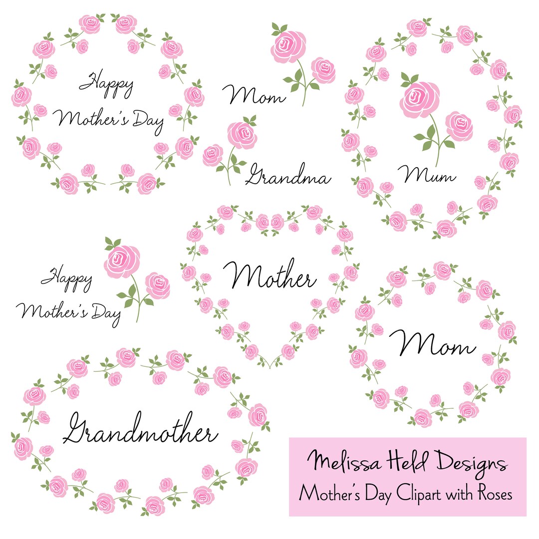 Digital Mother's Day Clipart With Roses - Etsy