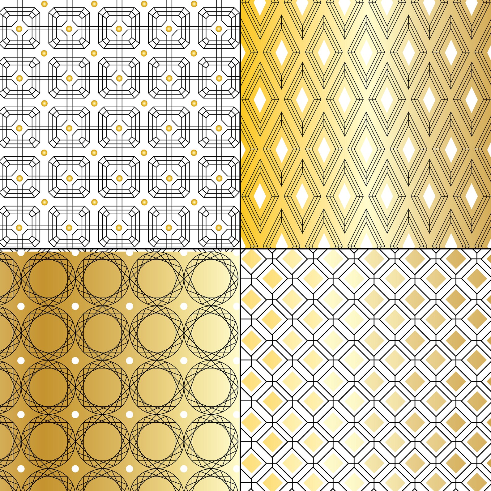 Gold Deco Digital Patterns - Etsy