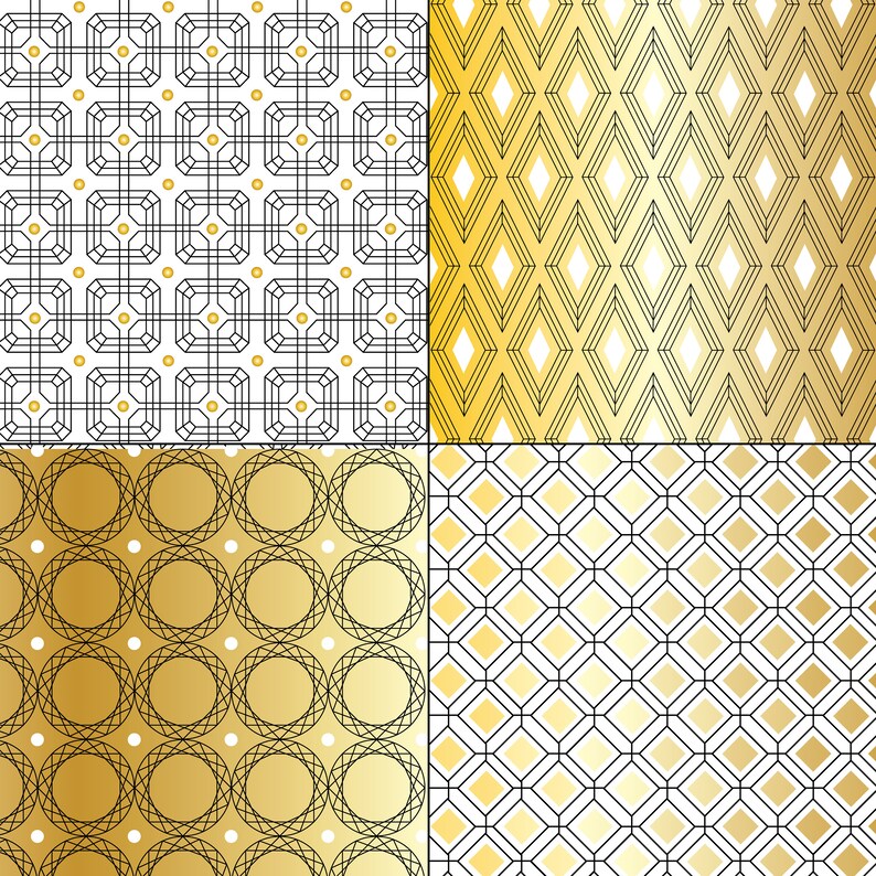 Gold Deco Digital Patterns - Etsy