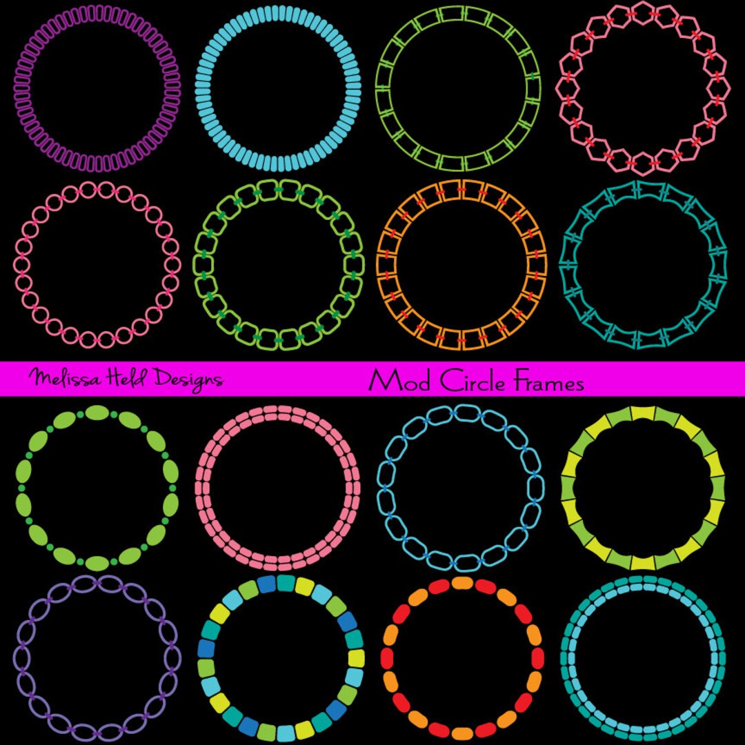 Mod Circle Frames Digital Clipart - Etsy
