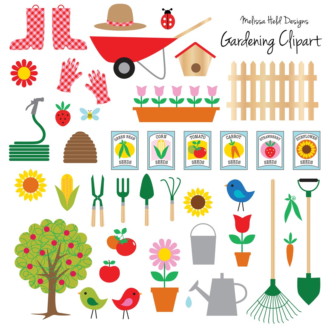 Gardening Digital Clipart - Etsy