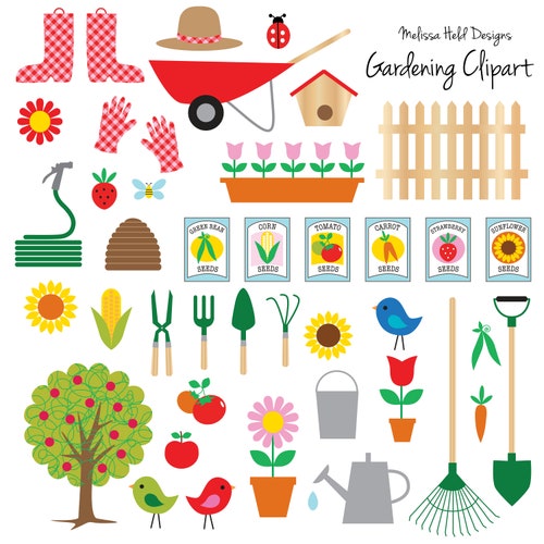 Gardening Clipart Spring Garden PNG Potted Plants and - Etsy