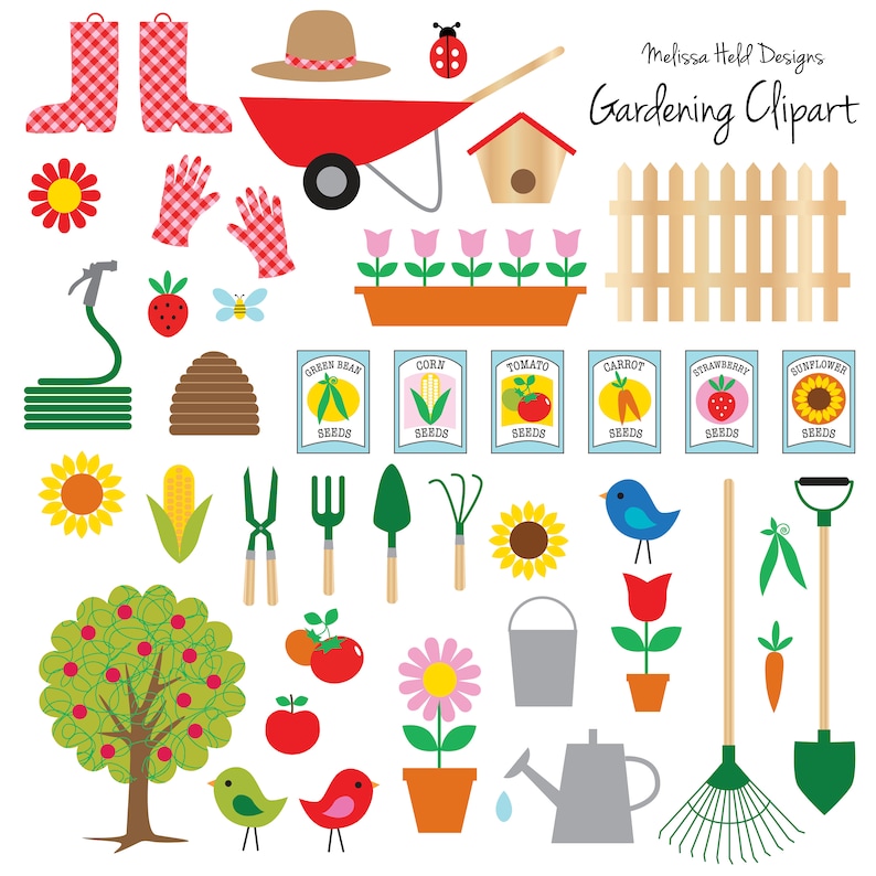 Gardening Digital Clipart - Etsy