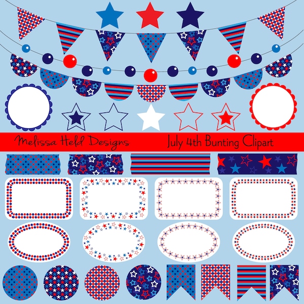 Red and Blue Bunting - Etsy
