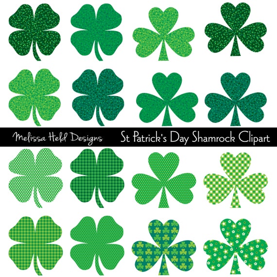 Saint Patrick's Day Shamrocks Digital Clipart | Etsy