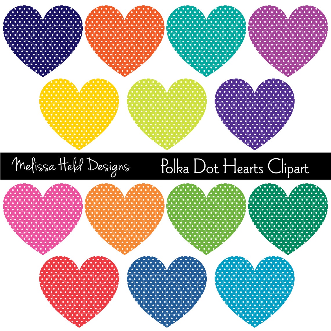 Polka Dot Hearts Digital Clipart - Etsy