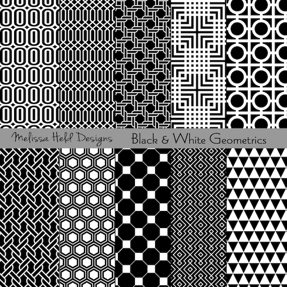 Black and White Geometric Digital Patterns | Etsy
