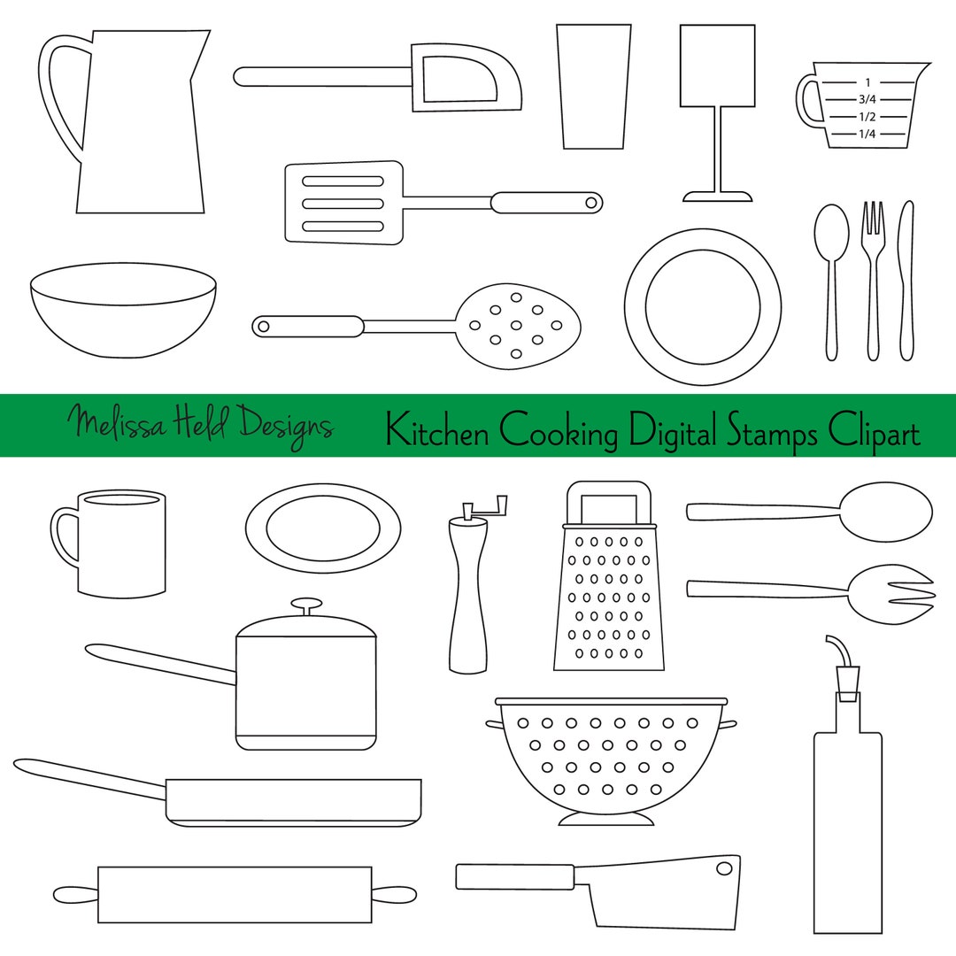 Kitchen Cooking Digital Stamps Clipart - Etsy
