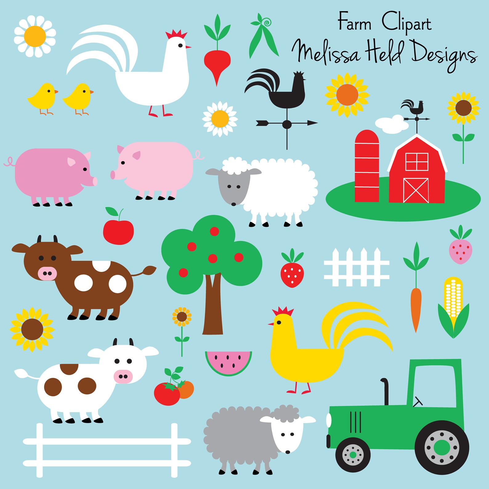 Farm Animals Digital Clipart - Etsy