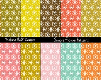 Retro Fruit and Flower Digital Patterns | Etsy