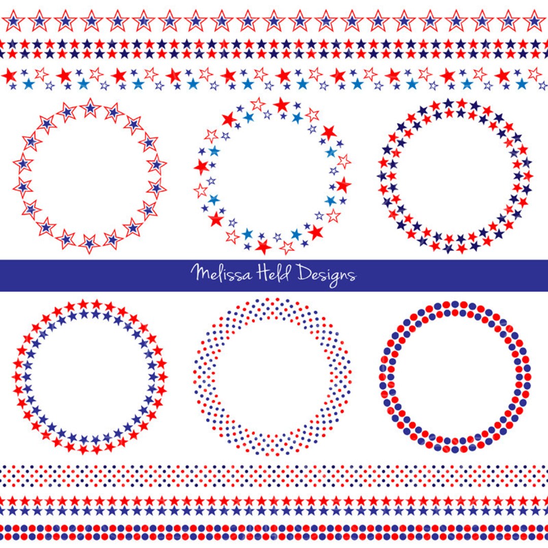 Red White Blue Frames & Borders Digital Clipart - Etsy