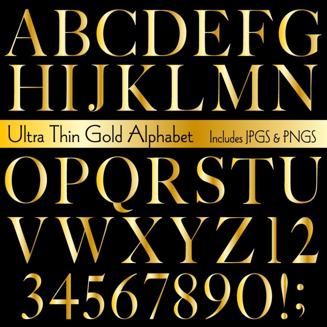 Ultra Thin Gold Digital Alphabet - Etsy