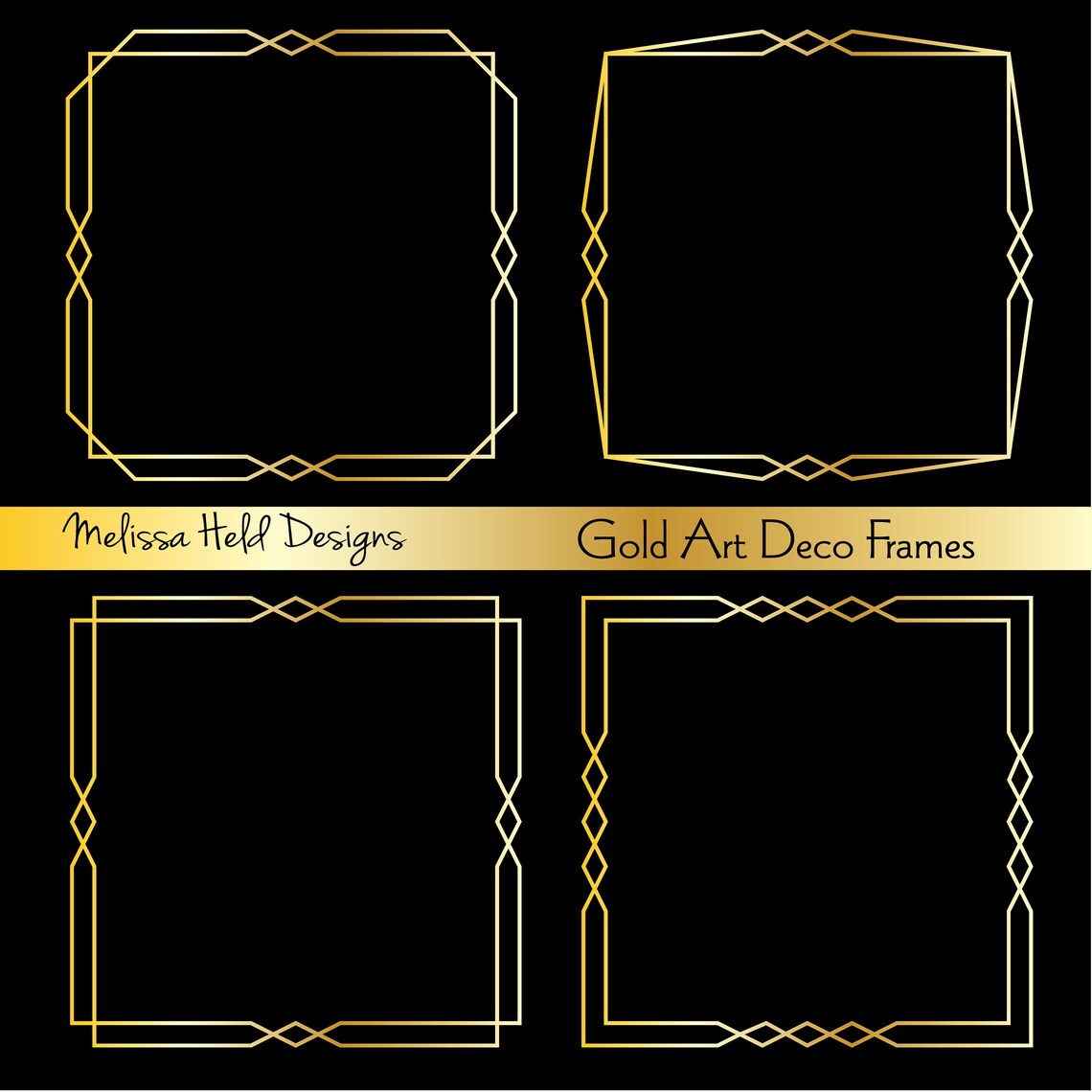 Gold Art Deco Digital Frames - Etsy