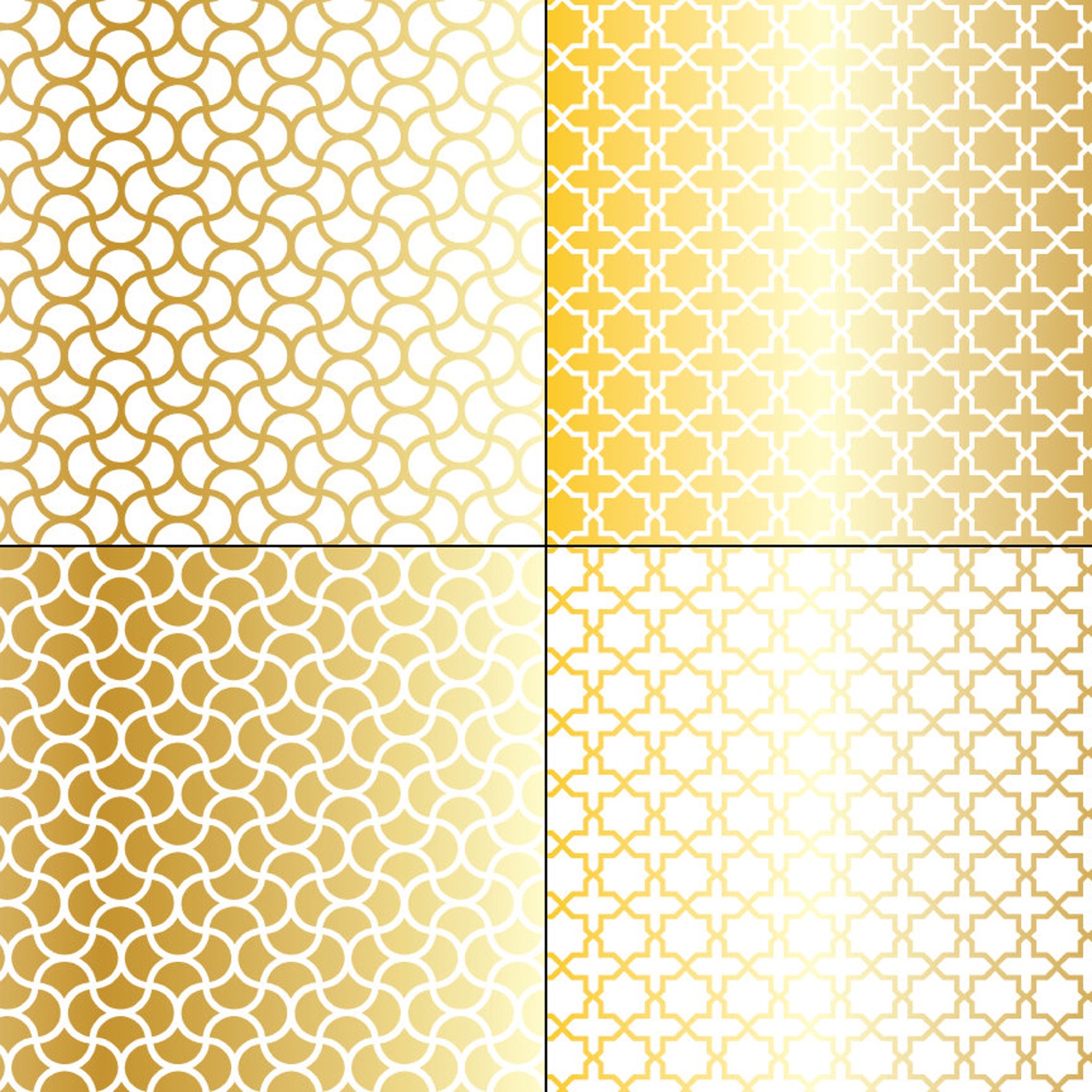 Gold Moroccan Tile Digital Patterns - Etsy