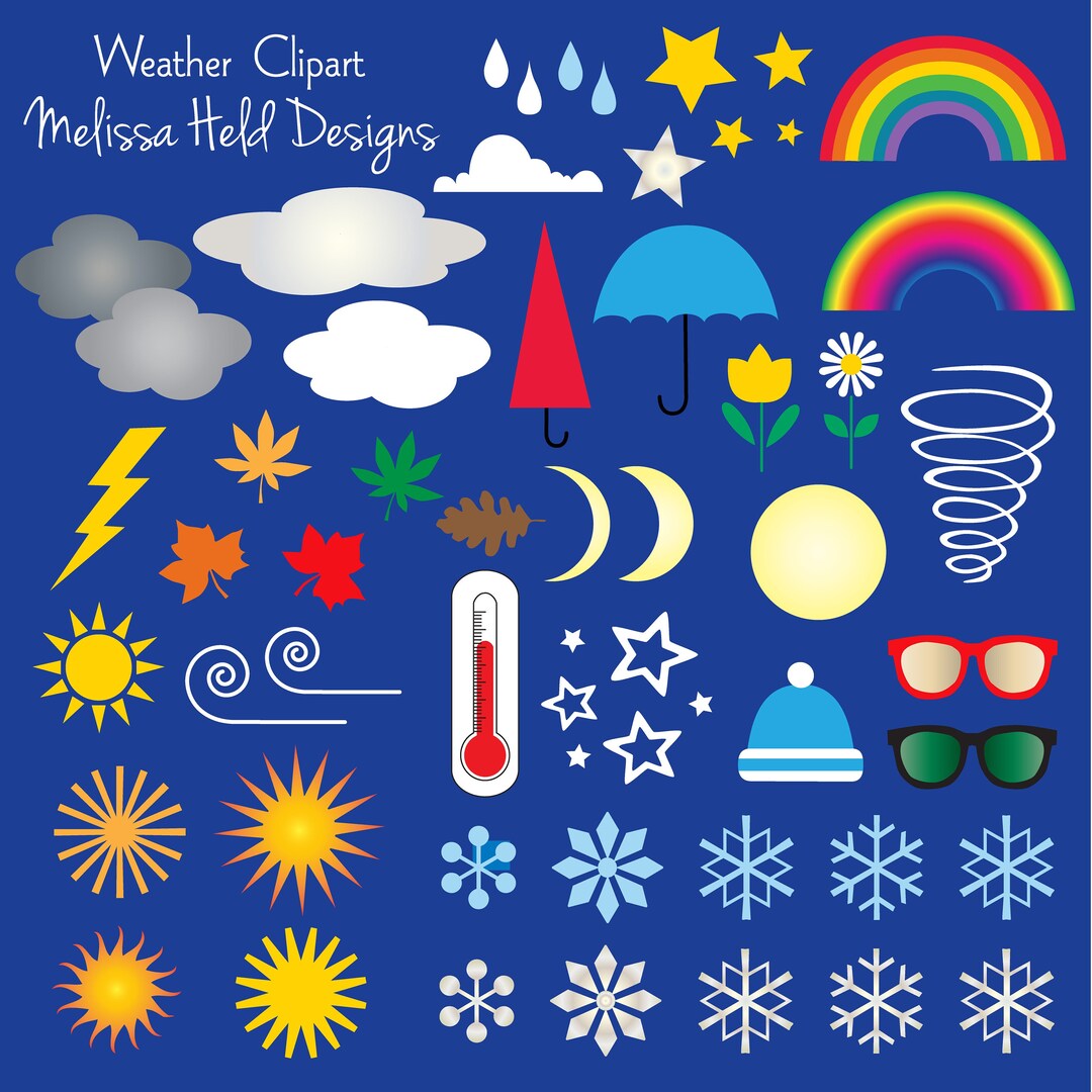 Weather Icons Digital Clipart - Etsy