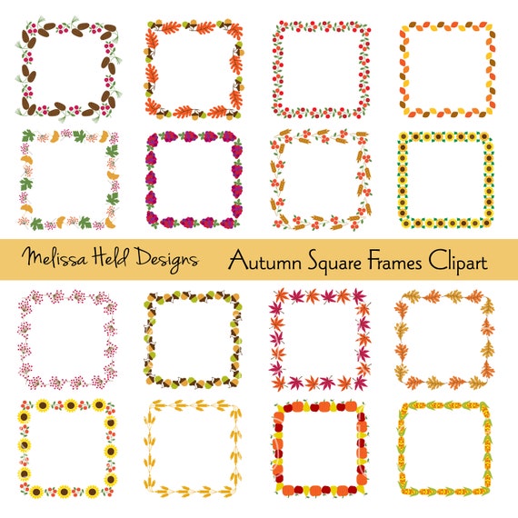 Autumn Square Frames Digital Clipart - Etsy