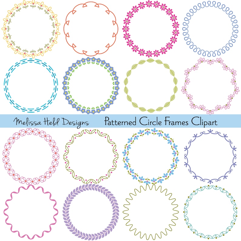 Patterned Circle Frames Digital Clipart - Etsy