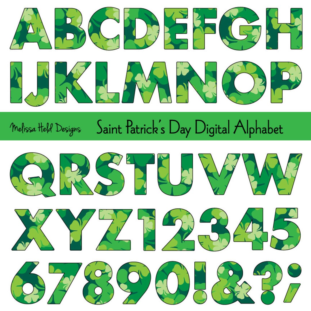 Saint Patrick's Day Digital Alphabet Clipart - Etsy