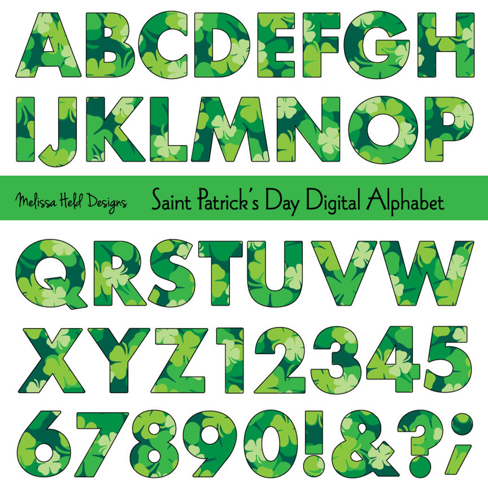 Saint Patrick's Day Digital Alphabet Clipart - Etsy