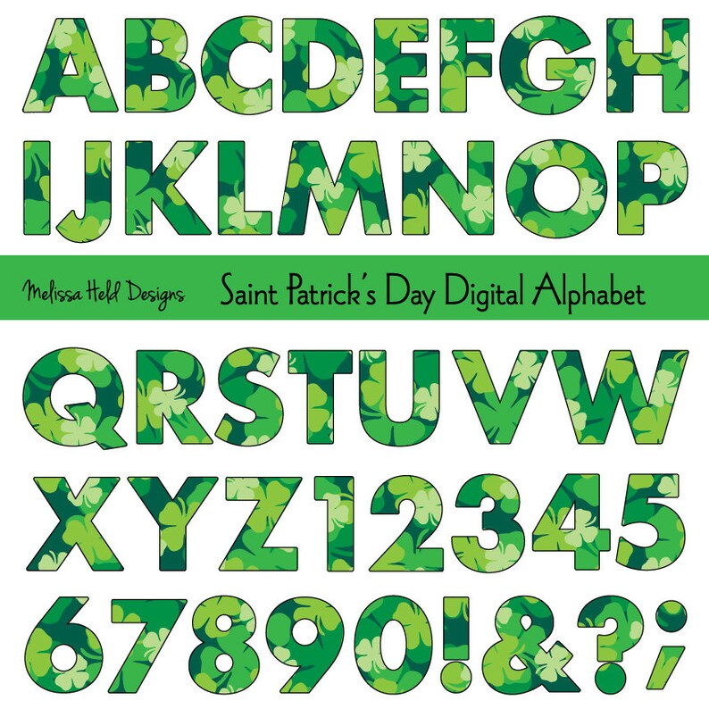 Saint Patrick's Day Digital Alphabet Clipart - Etsy