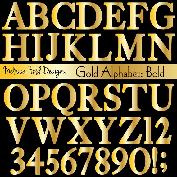 Metallic Gold Digital Alphabet: Bold - Etsy
