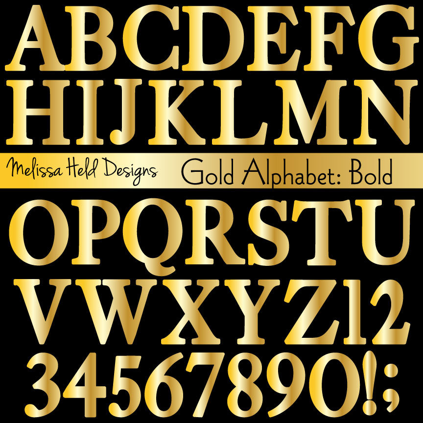Metallic Gold Digital Alphabet: Bold - Etsy