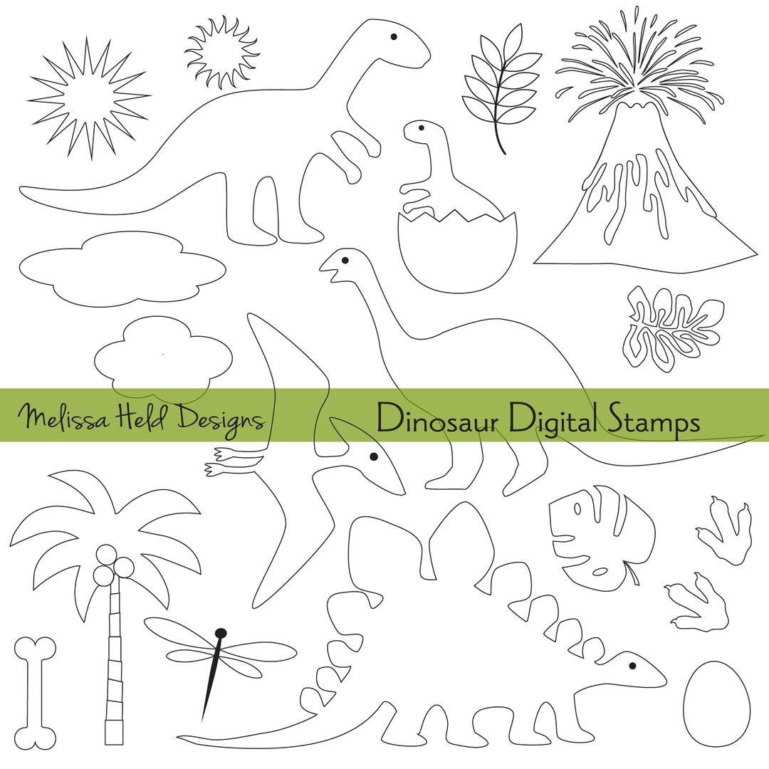 Dinosaur Digital Stamps Clipart - Etsy