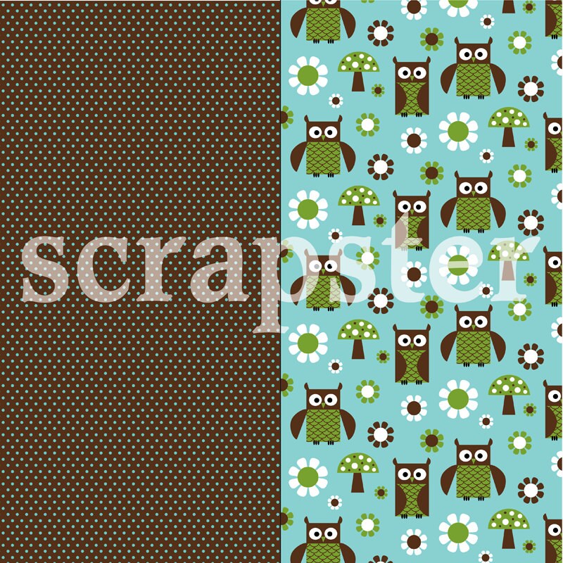 Blue & Green Owl Digital Patterns - Etsy