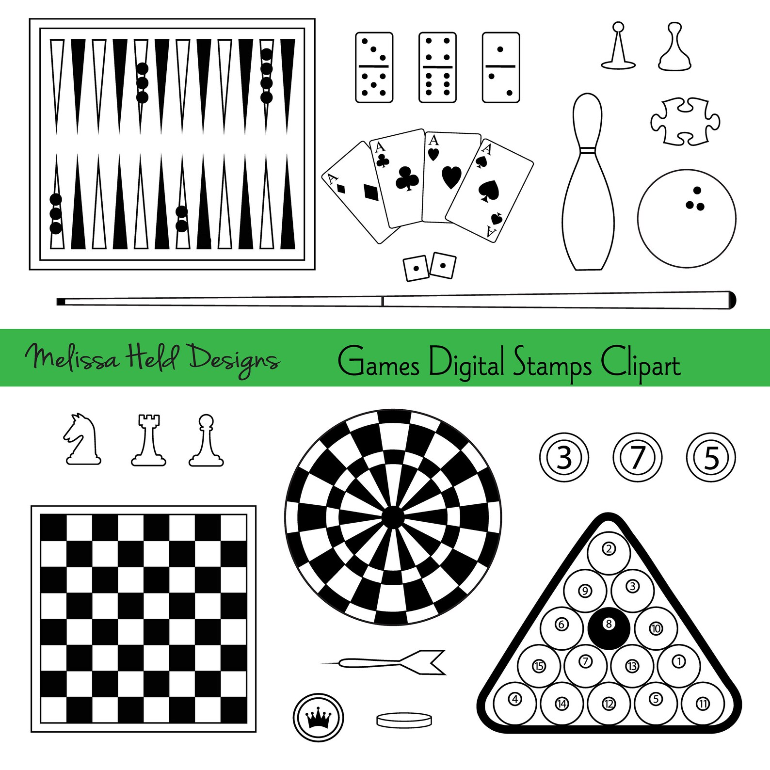 Games Digital Stamps Clipart - Etsy