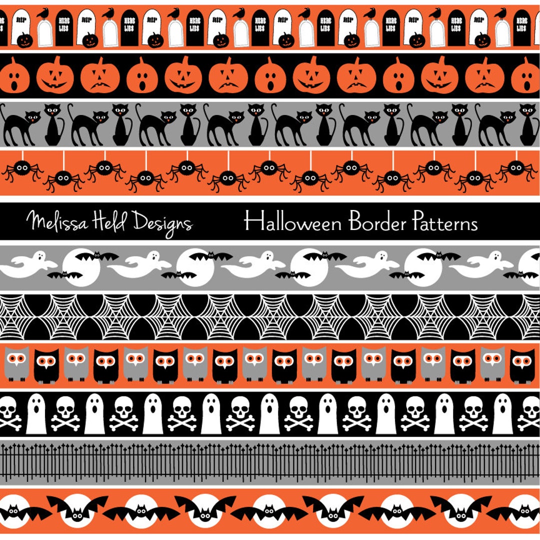 Halloween Border Patterns Digital Clipart - Etsy