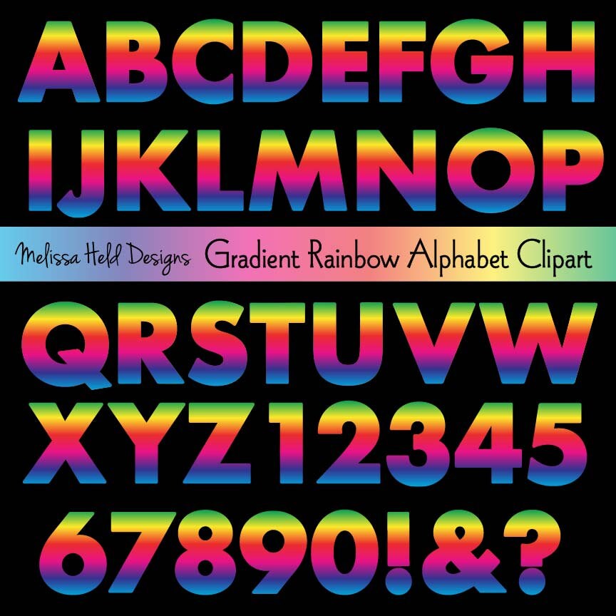 Gradient Rainbow Digital Alphabet Clipart - Etsy