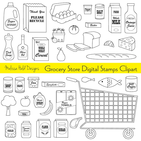 Grocery Store Clipart Black And White