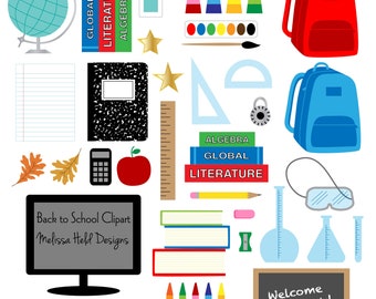School Supplies Digital Clipart | Etsy