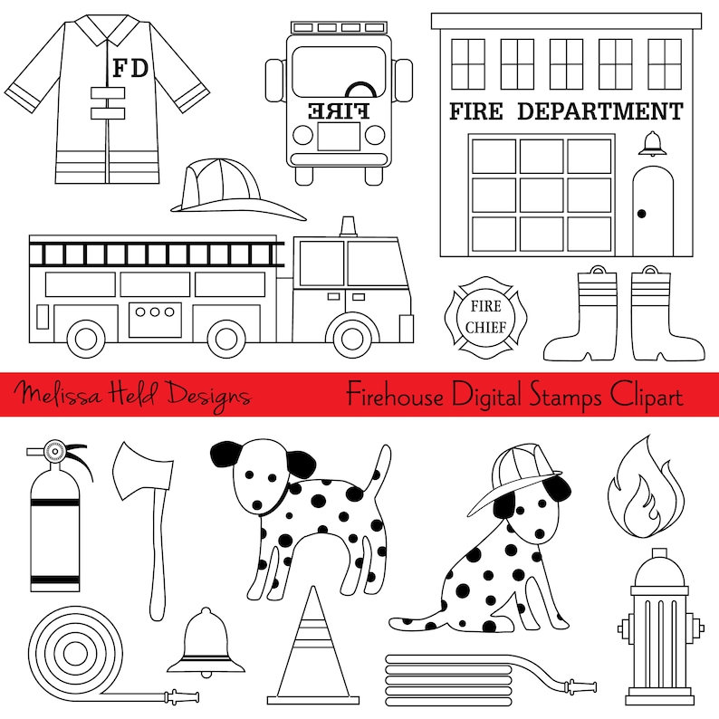 Firehouse Digital Stamps Clipart - Etsy