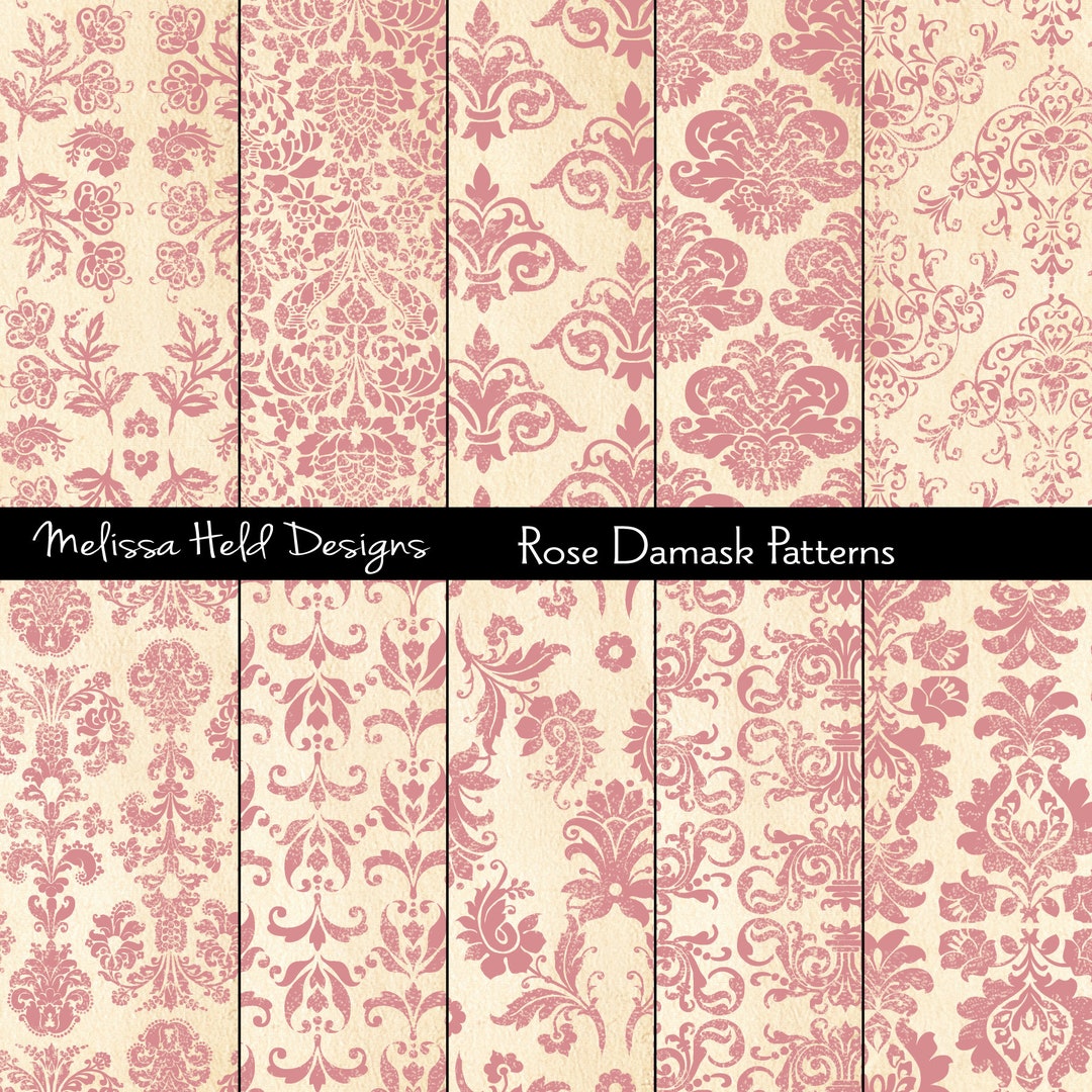 Rose Damask Digital Patterns - Etsy
