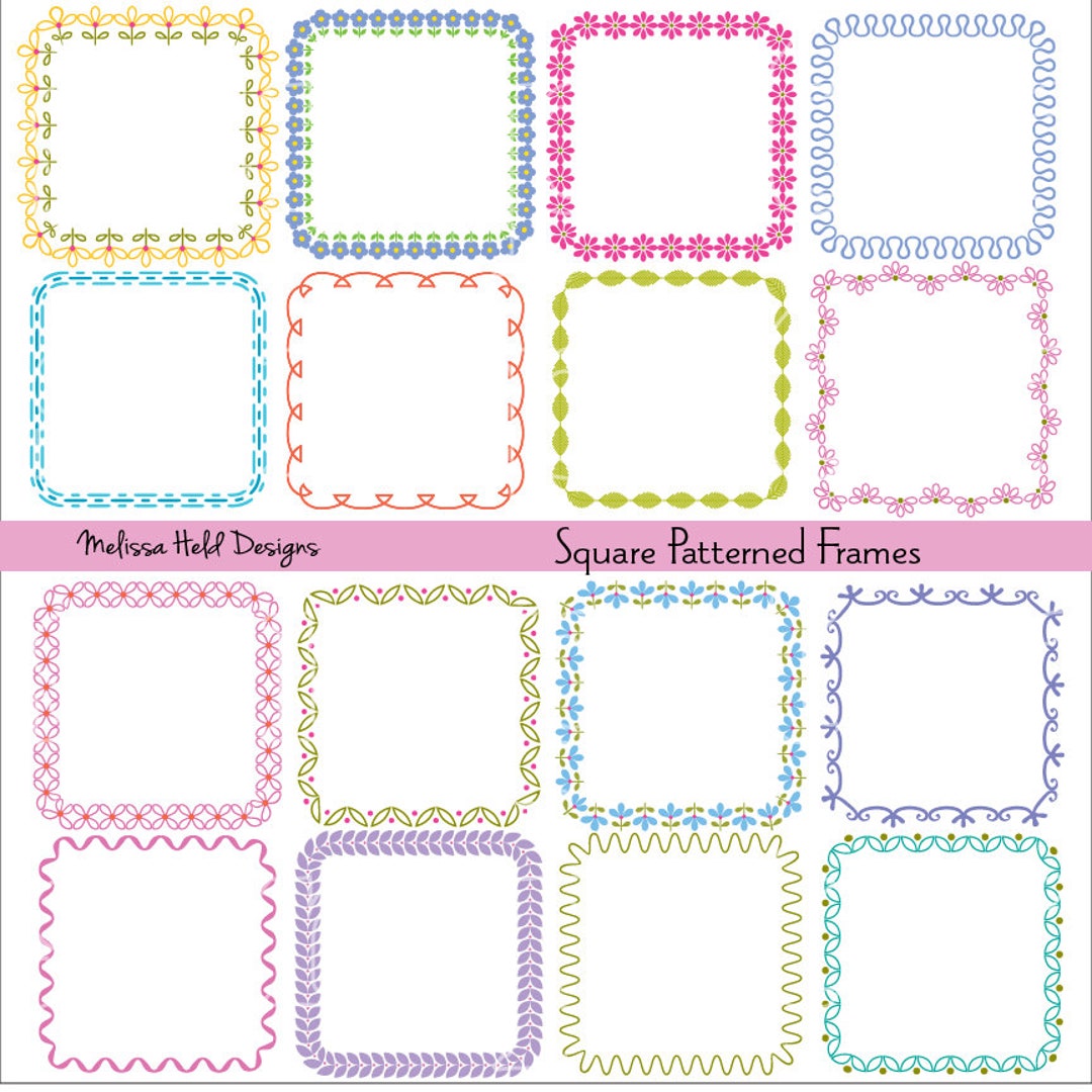 Square Patterned Digital Frames Clipart - Etsy