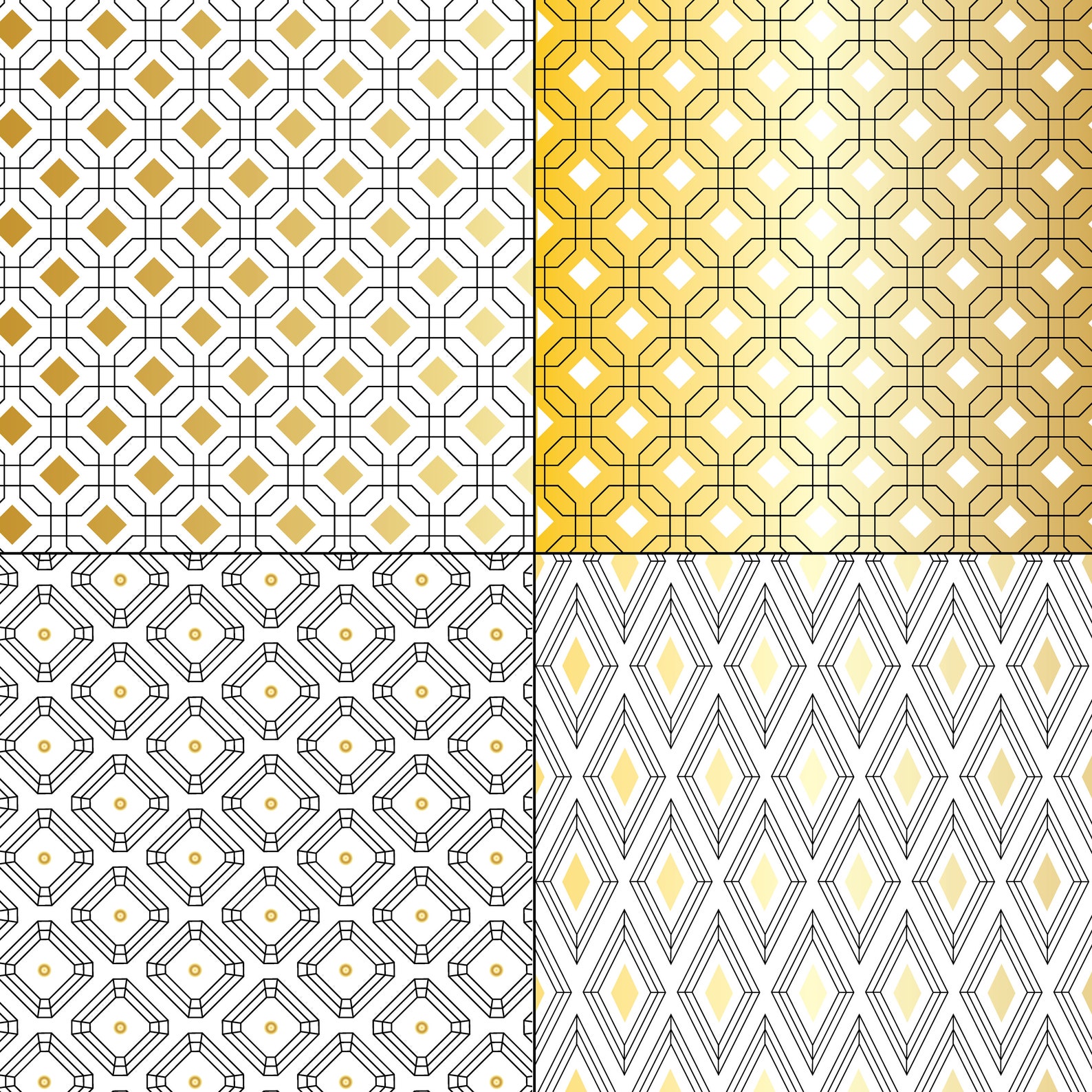 Gold Deco Digital Patterns - Etsy