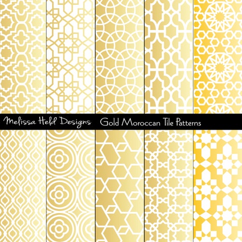 Blue & Gold Moroccan Tile Digital Patterns - Etsy