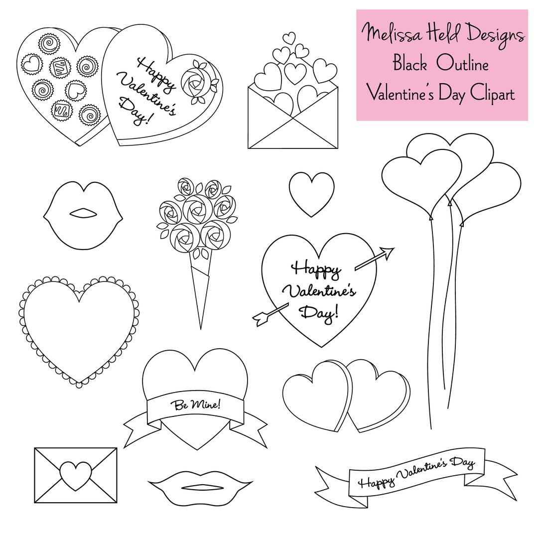 Valentines Day Digital Stamp Clipart - Etsy