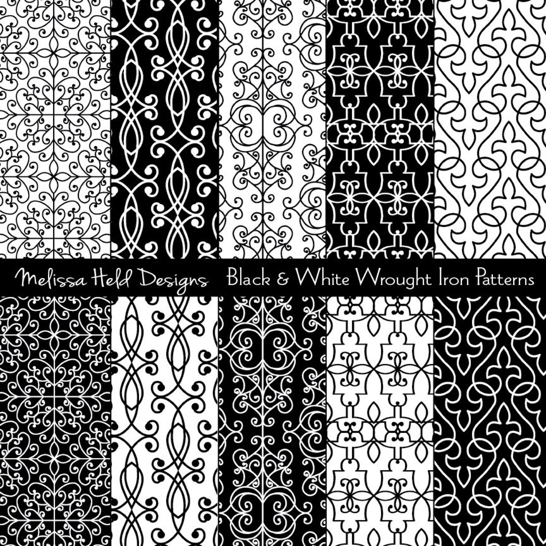 Black & White Wrought Iron Digital Patterns - Etsy