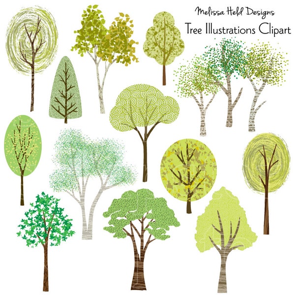 Tree Digital Clipart - Etsy