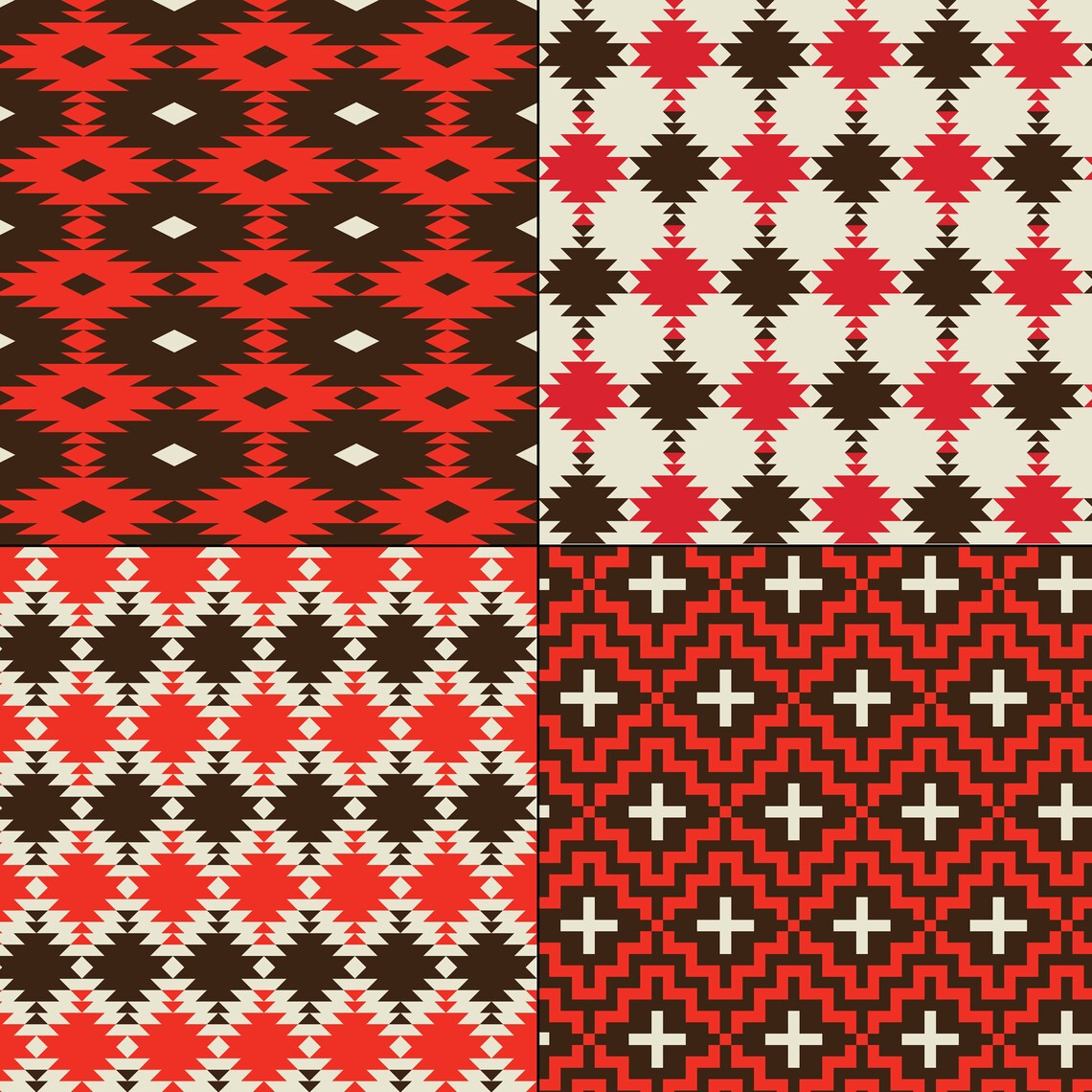 Red Native American Digital Patterns - Etsy
