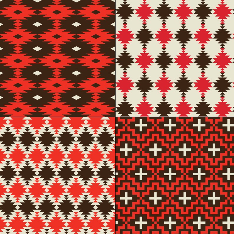 Red Native American Digital Patterns - Etsy