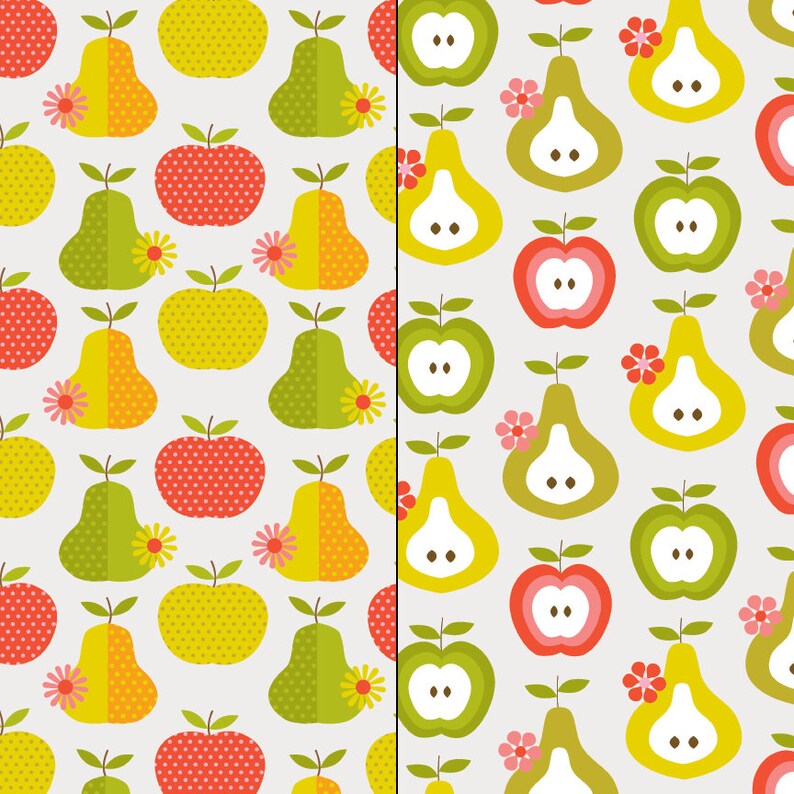 Retro Fruit and Flower Digital Patterns - Etsy