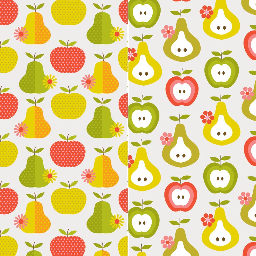 Retro Fruit and Flower Digital Patterns - Etsy